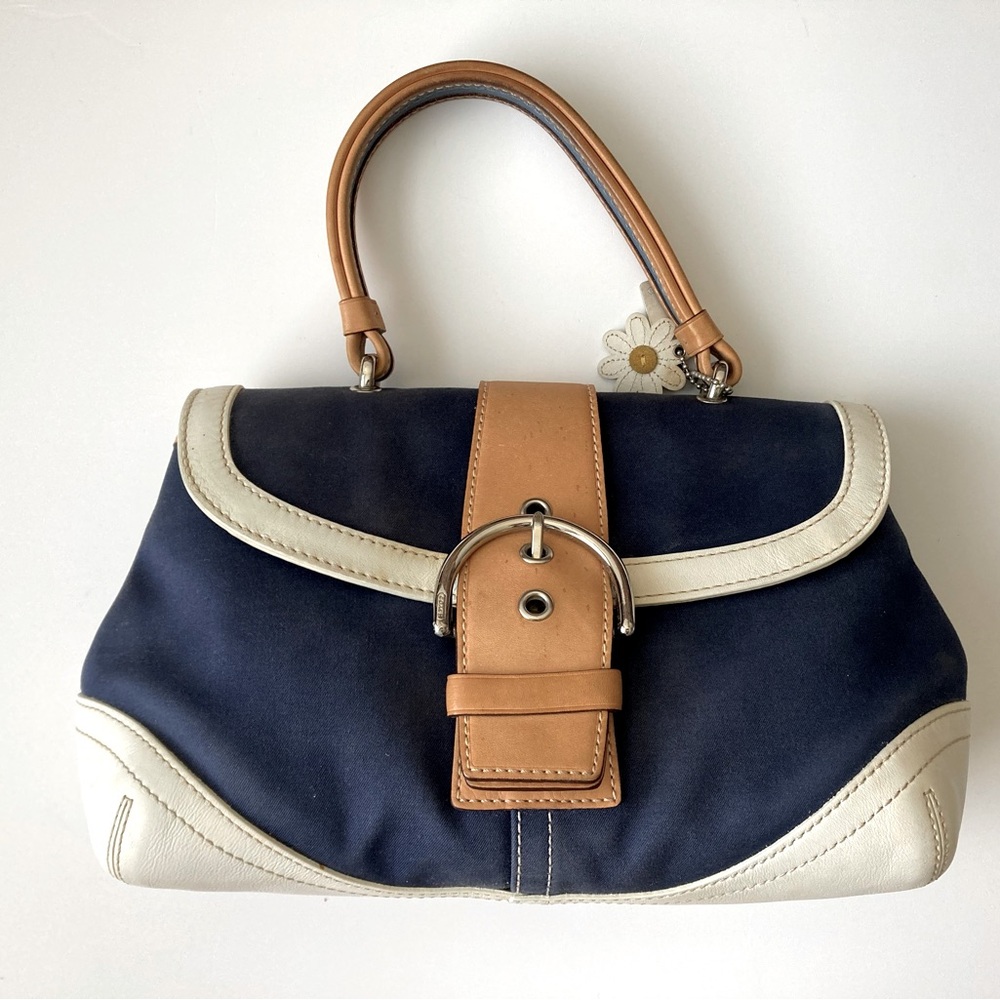 Coach Soho Daisy Bag Blue Canvas With White Leather V… - Gem